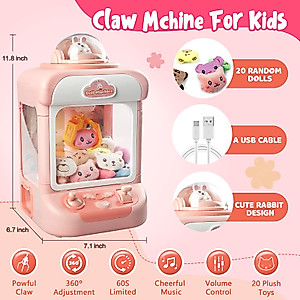 Claw Machine for Kids,Mini Vending Machines Candy Grabber Prize Dispenser Toys for Girls,Electronic Arcade Claw Game Machine for Party Birthday with Lights Sound & 20 Plush Toys