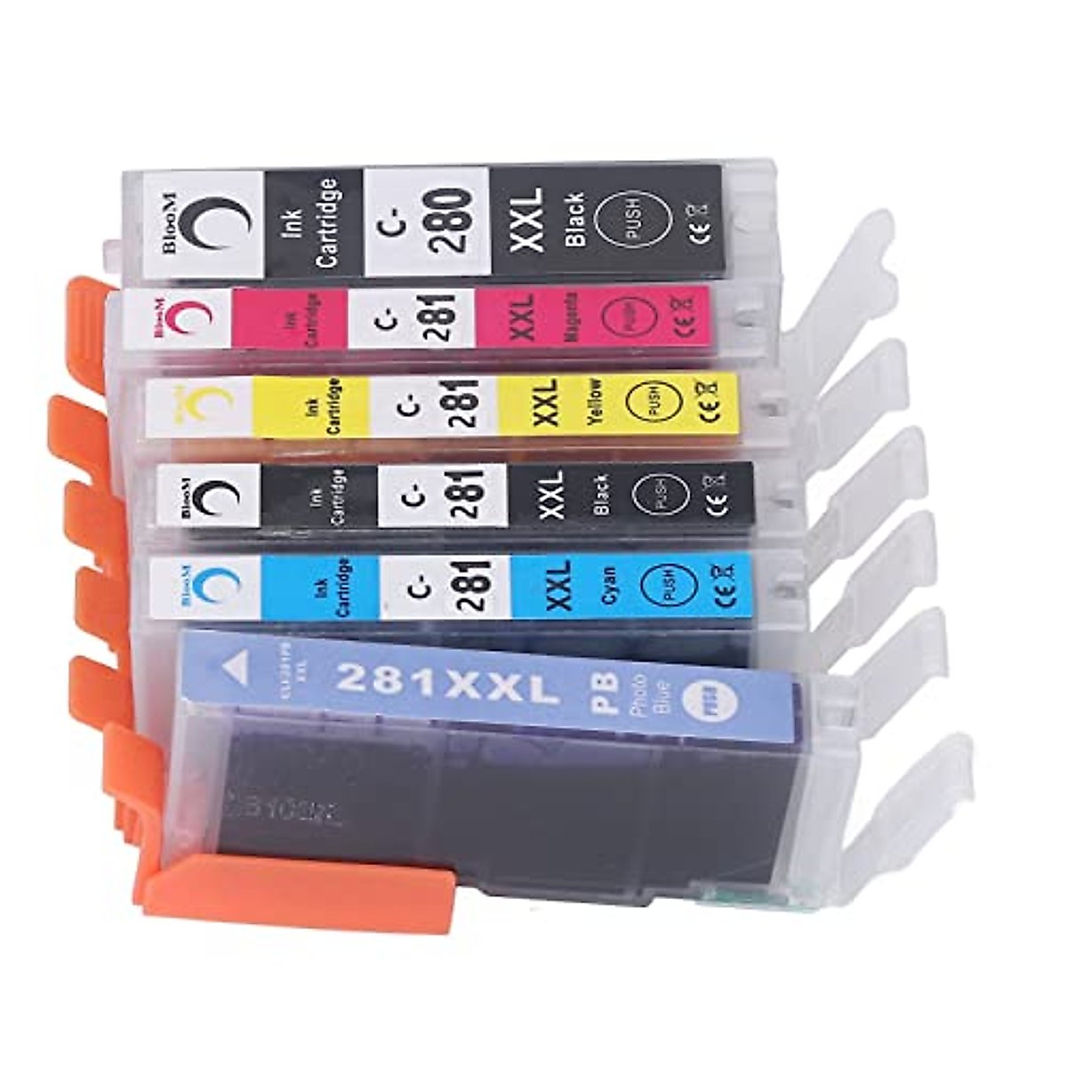280-281 Ink Cartridge, Output Colorfast Printing Large Capacity Cartridge Combo Pack, Replacement for PIXMA TS702 TR7520 (BK BK C M Y PB)