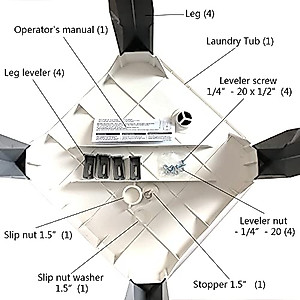 Free Standing Laundry Tub White Utility Sink Basin Fixture with Floor Mount Grey Steel Legs, 23 in. Wide, 25 in. Long, 15 in. Height, 4 in. Center set Holes