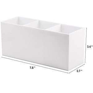 Tbestmax Makeup Brush Holder Organizer Cosmetic Brushes Container Storage 3 Slots - Great for Vanity (White)