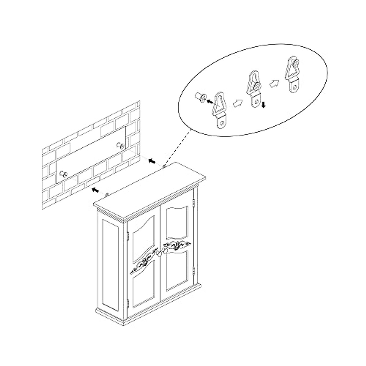 Teamson Home Versailles Removable Wooden Wall Cabinet with 2 Shelves, White