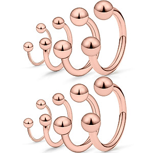 SCERRING 4 Pairs 20G 16G 14G 12G Stainless Steel Nose Horseshoe Hoop Rings Eyebrow Lip Ear Tragus Cartilage Daith Septum Nipple Belly PA Retainer Piercing Jewelry 10-16mm Rose Gold
