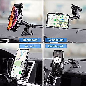 RAXFLY Phone Car Holder Mount Windshield/Air Vent/Dashboard Cell Car Phone Holder for Car 360 Degree Rotation Universal Suction Mount Stand Compatible with iPhone 13 Samsung S21 Plus All Smartphones
