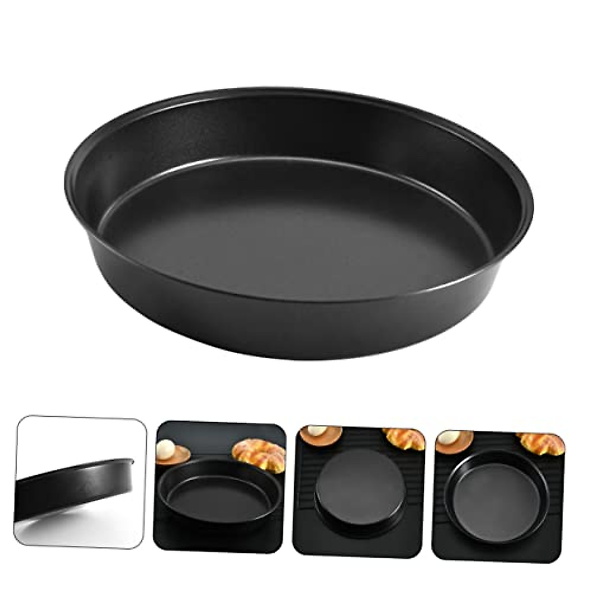 SOLUSTRE 8 Inch Baking Dish Wedding Cake Plates Tortilla Cooker Bread Tray Kitchen Baking Tray Crisper Pan Bakery Pizza Plate Baking Tool Non-stick Oven Pan Pancake Oven Pan Carbon Steel