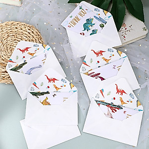 72 Pcs Dinosaur Thank You Cards Includes 36 Pieces Dinosaur Envelopes and 36 Pieces Cactus Dino Thank You Cards Watercolor Dino Blank Notes for Baby Shower kids Birthday Party