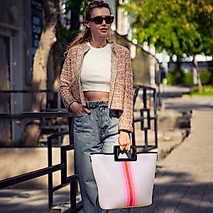 IBEE Neoprene Tote bag,Clutch Purse,Handbags for Women and Crossbody Strap (White)