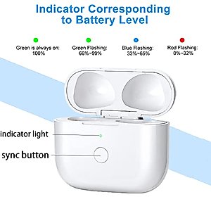 Wireless Charging Case Replacement Compatible with AirPods 3rd Generation, Air Pods 3 Charger Case with Pairing Sync Button - White