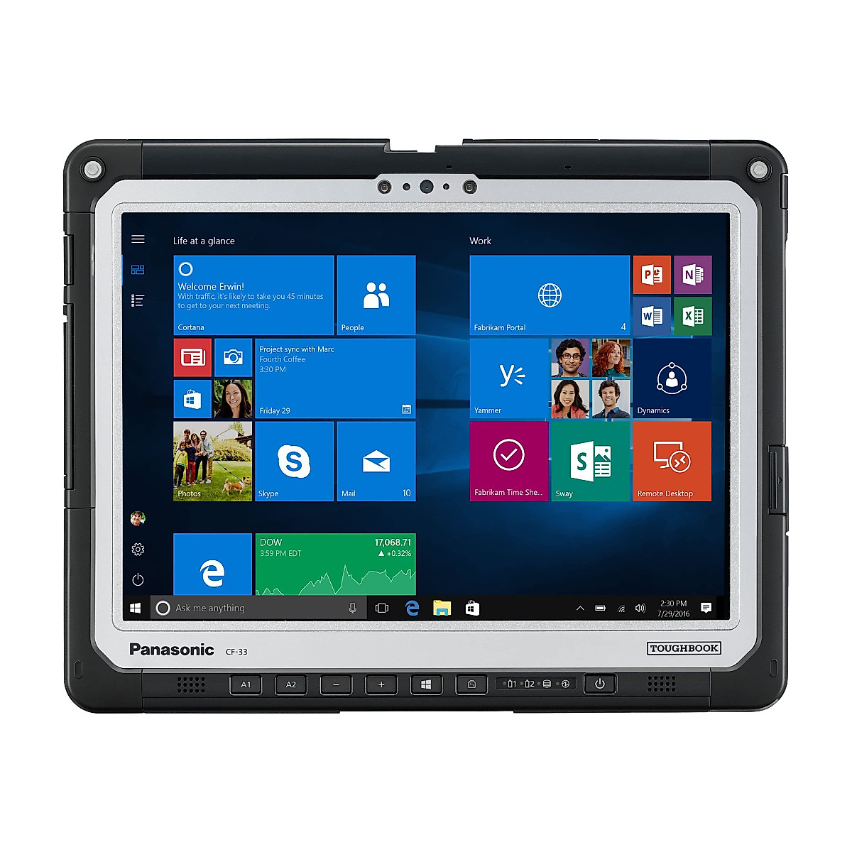 Panasonic Toughbook CF-33, with 2.40GHz Intel i5-6300U, 12" QHD Multi-Touch + Digitizer, 16GB RAM, 512GB SSD, Wi-Fi, BT, 4G LTE, Dual Pass, TPM, Win 10 Pro (Renewed)