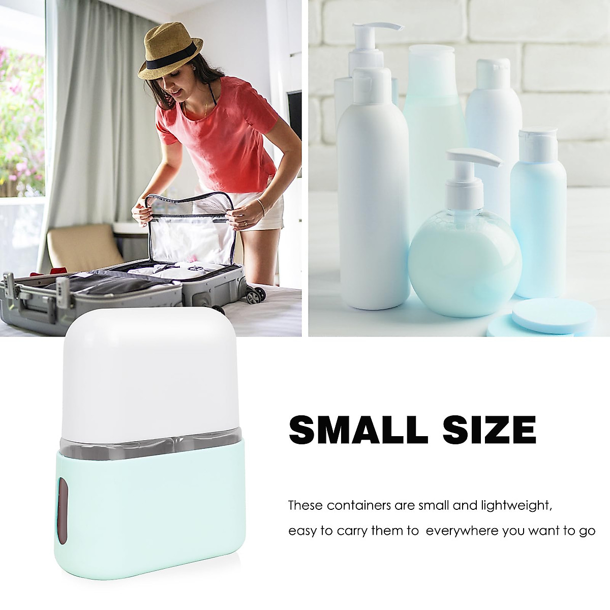 Songaa Travel Bottles For Toiletries - Travel Shampoo And Conditioner Bottles For Toiletries, 2 In 1 Toiletry Bottle Travel Containers, Travel Size Toiletry Bottle Pump Liquid Holder For Travel - Blue