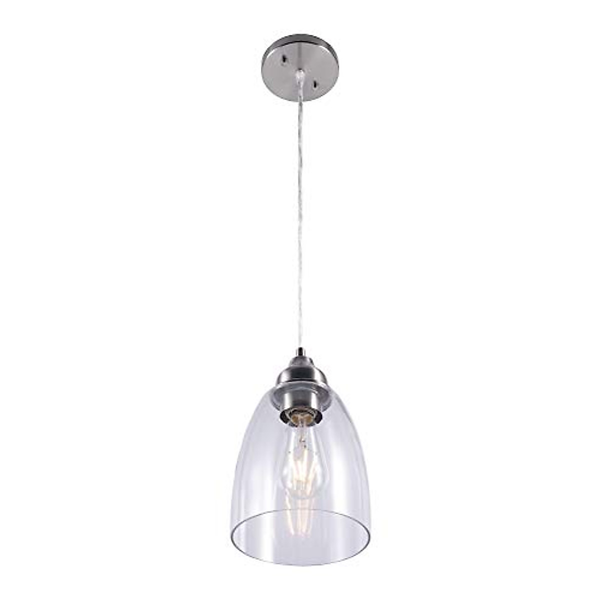 YaoKuem Pendant Lighting Fixture, Hanging Ceiling Lights with E26 Medium Base, Metal Housing with Clear Glass, Bulbs not Included, 2-Pack
