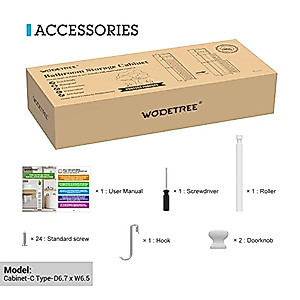 Bathroom Storage Cabinet for Small Space with Doors and Shelves, 4-Tiers Narrow Bathroom Cabinet,Waterproof Toilet Paper Storage Organizer with Toilet Paper Roller,Accommodate Mega Rolls(White)