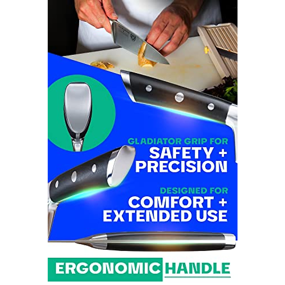 Dalstrong Gladiator Elite Series Forged High Carbon German Steel Chef Kitchen Knife with Black G10 Handle, 6 Inches, Sheath Included