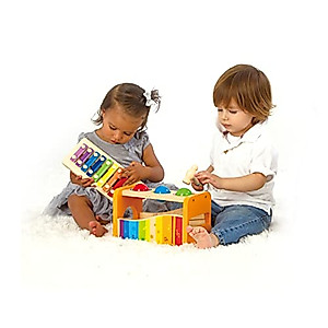 Hape Pound & Tap Bench with Slide Out Xylophone - Award Winning Durable Wooden Musical Pounding Toy for Toddlers