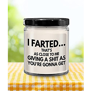 The Improper Mug Fart Candle for Friends or Coworker I Farted IDGAF Funny Gag Jokes Adult Humor Rude Sarcastic 9 Oz. Vanilla Scented Soy Wax
