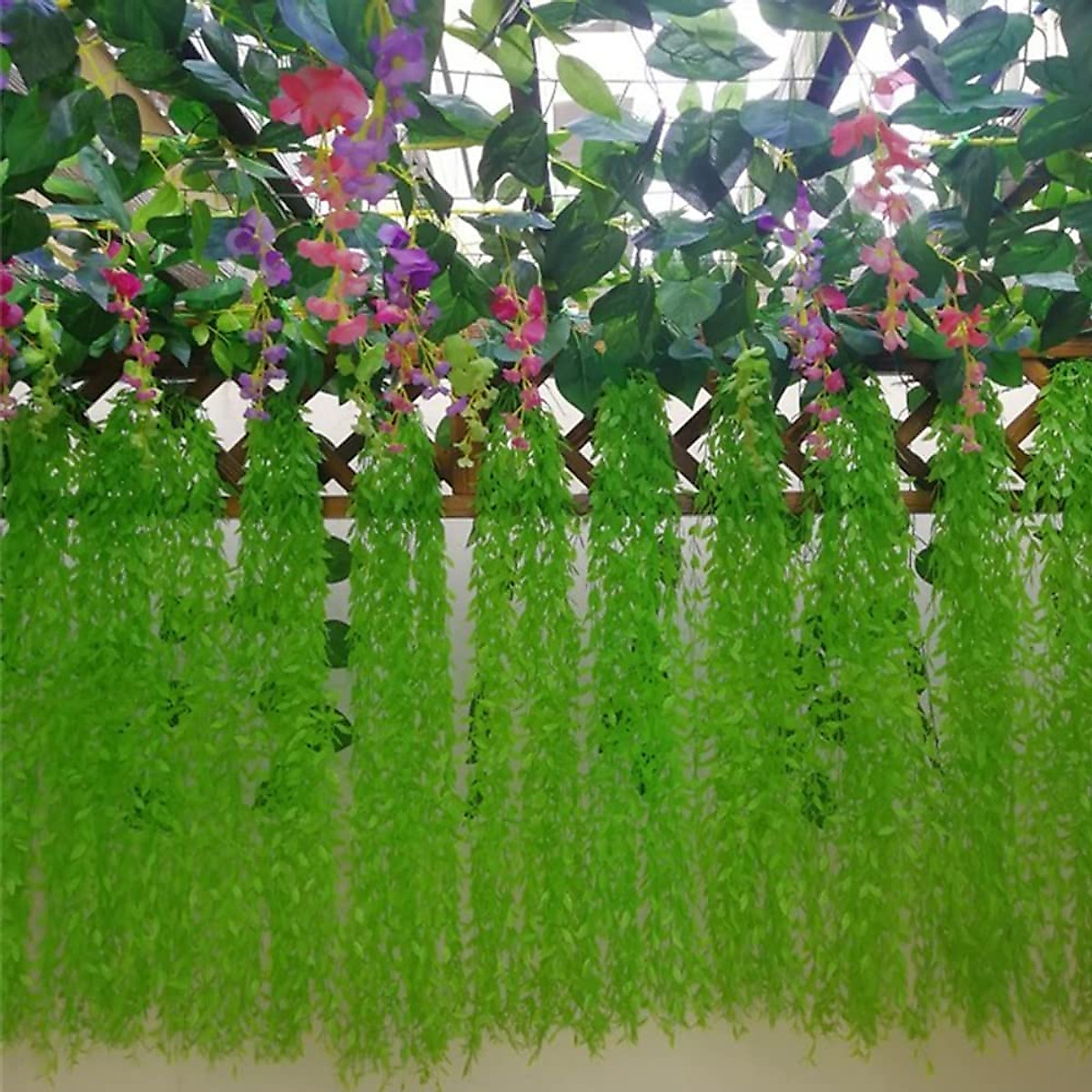 Zpollo 6Pcs Artificial Vines Fake Greenery Garland Willow Leaves with Total 60 Stems Hanging for Wedding Garden Party Wall Home Decoration
