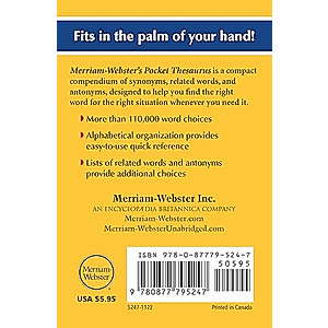 Merriam-Webster's Pocket Thesaurus, Newest Edition, (Flexi Paperback) (Pocket Reference Library)