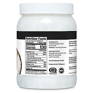 Amazon Brand - Happy Belly Unrefined Organic Virgin Coconut Oil, 54 fl oz (Pack of 1) (Previously Solimo)