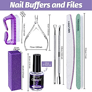 FANDAMEI Nail Files and Buffers, Nail Cuticle Remover Kit with Nail File, Nail Buffer, Nail Buffer Block, Cuticle Nipper, Cuticle Pusher, Cuticle Peeler. Nail Cuticle Oil Lavender for Nail Care