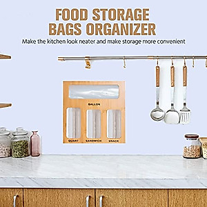 Ziplock Bag Storage Organizer, Bamboo Food Storage Bag Organizer for Kitchen Drawer Compatible with Gallon, Quart, Sandwich and Snack Variety Size Bag