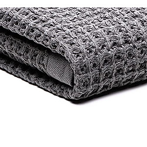 SUTERA - 2 Waffle Bath Towels and 2 Waffle Hand Towels Bundle (Gray and White Collection)