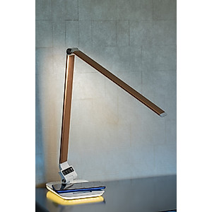 Zen Lumen Desk Lamp with RGB Accent Light Wireless Charger USB Port Dimmable Light Controls (Silver)