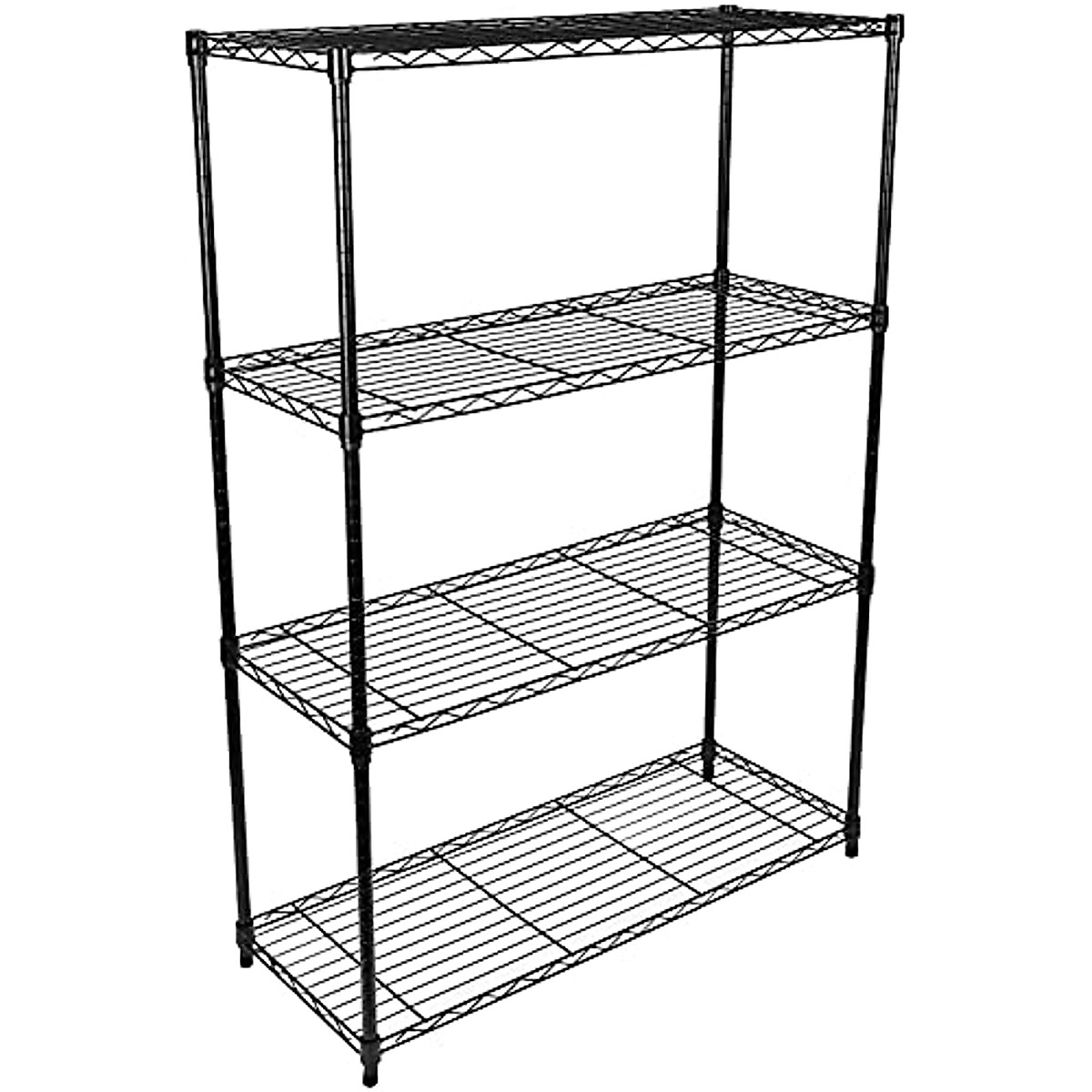 4-Tier Metal Heavy Duty Shelving Unit with Wheel, Storage Rack with Adjustable Feet, 36''W x14''D x54''H, Black