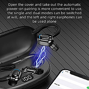 Sport Ear Hook Bluetooth Earphones with Microphones, HiFi Stereo Earbuds Waterproof Headsets with LED Display
