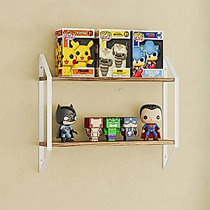 Wallniture Ponza 2-Tier 24" Floating Shelf for Wall Storage Bathroom Shelves Over Toilet, Kitchen Organization, Kids Room Bookshelves, Living Room Decor Burnt Finish