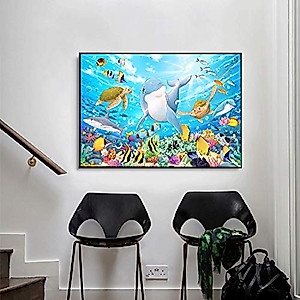 Koyiwa 100 Pieces Jigsaw Puzzles for Kids Ocean World Theme Dolphins Fishes Puzzle Educational Toy for Boys and Girls (15 x 10 inch)