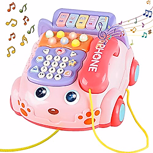 Baby Phone Toy,Baby Toy Phone Cartoon Baby Piano Music Light Toy Children Pretend Phone, Kids Cell Phone Girl with Light Parent-Child Interactive Toy Gift Game Boy Girl Early Education Gift Pink
