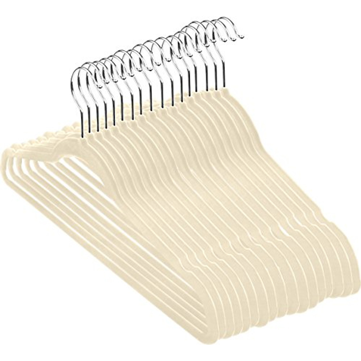 ZOYER Premium Velvet Hangers (50 Pack, Ivory) Non-Slip Clothes Hangers - Strong and Durable Suit Hangers - Space Saving Coat Hangers, 360 Degree Rotatable Hook Pant Hangers.