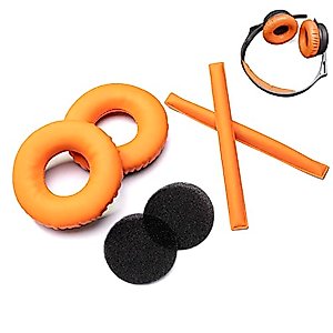 Voarmaks Orange Replacement Ear Pads Foam Cushion Headband Compatible with Sennheiser HD25 HD 25 HD 25-1 HD25-1ii HD25SP HMD25 HME25 HMEC25 Headphones