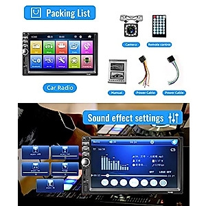 Car Radio Double Din Car Stereo, Rimoody 7 Inch Touch Screen Car Radio with Bluetooth Mirror Link USB FM Radio Audio Receiver Head Unit with Backup Camera Remote Control