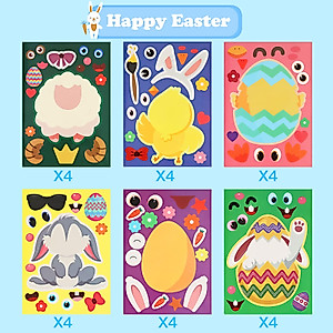 Aitsite 36pcs Easter Animal Stickers with Bunny, Chicken, Easter Eggs, Easter Stickers, DIY Easter Art and Craft Stickers for Kids Home (24pcsDIY Sticker)
