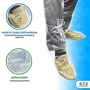 ABC Waterproof Disposable Boot Covers, XL Size. Pack of 100 Clear Disposable Booties for Shoes Covers. Disposable Shoe Covers for Indoors Non Slip. Shoe Booties Disposable Non Slip