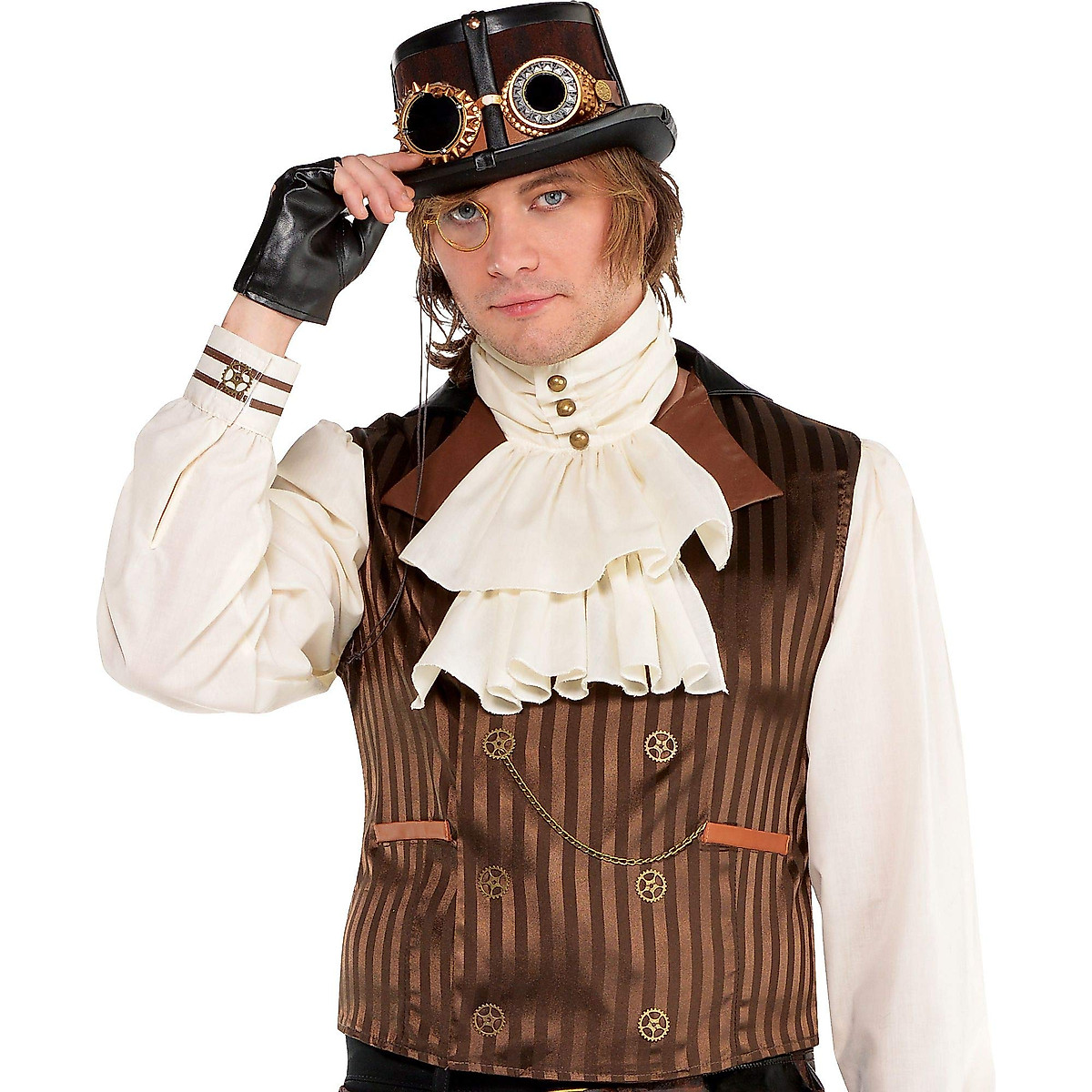 Amscan Costume Men Steampunk Vest with Shirt, Adult Standard, Brown