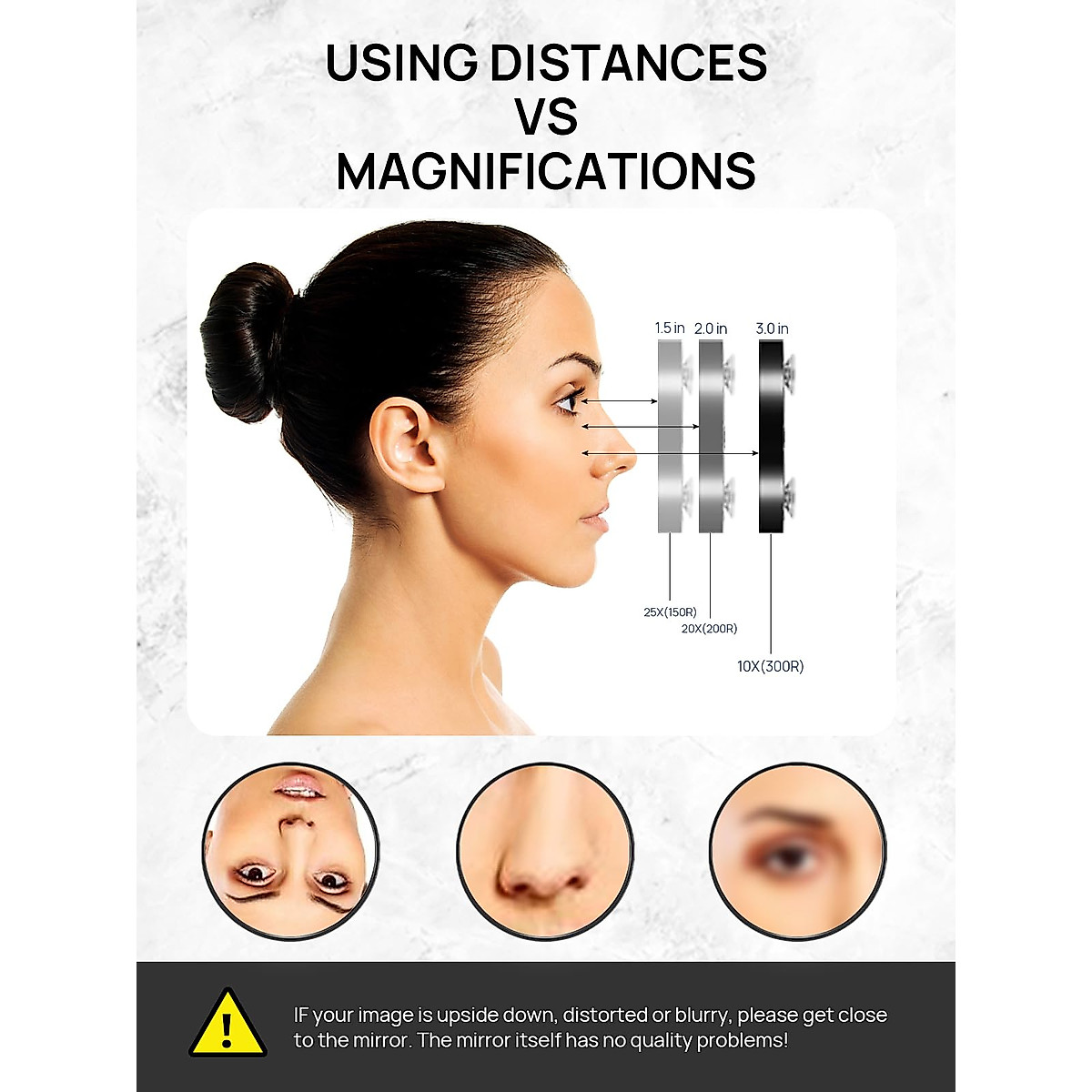 OMIRO 10X(300R) & 20X(200R) Magnifying Mirrors and Two Eyebrow Tweezers Kits, 3.5" Two Suction Cups Magnifier Travel Set