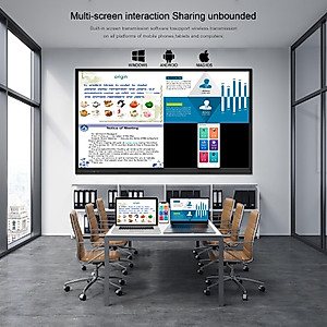 65'' Smart Digital Whiteboard, Interactive Board 4K UHD Smartboard Touchscreen Display, All in One Computer for Classroom and Business (Board + Black Stand)