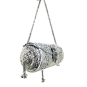 Women Silver Handmade Ethnic gift Brass Metal bag antique bridal clutch