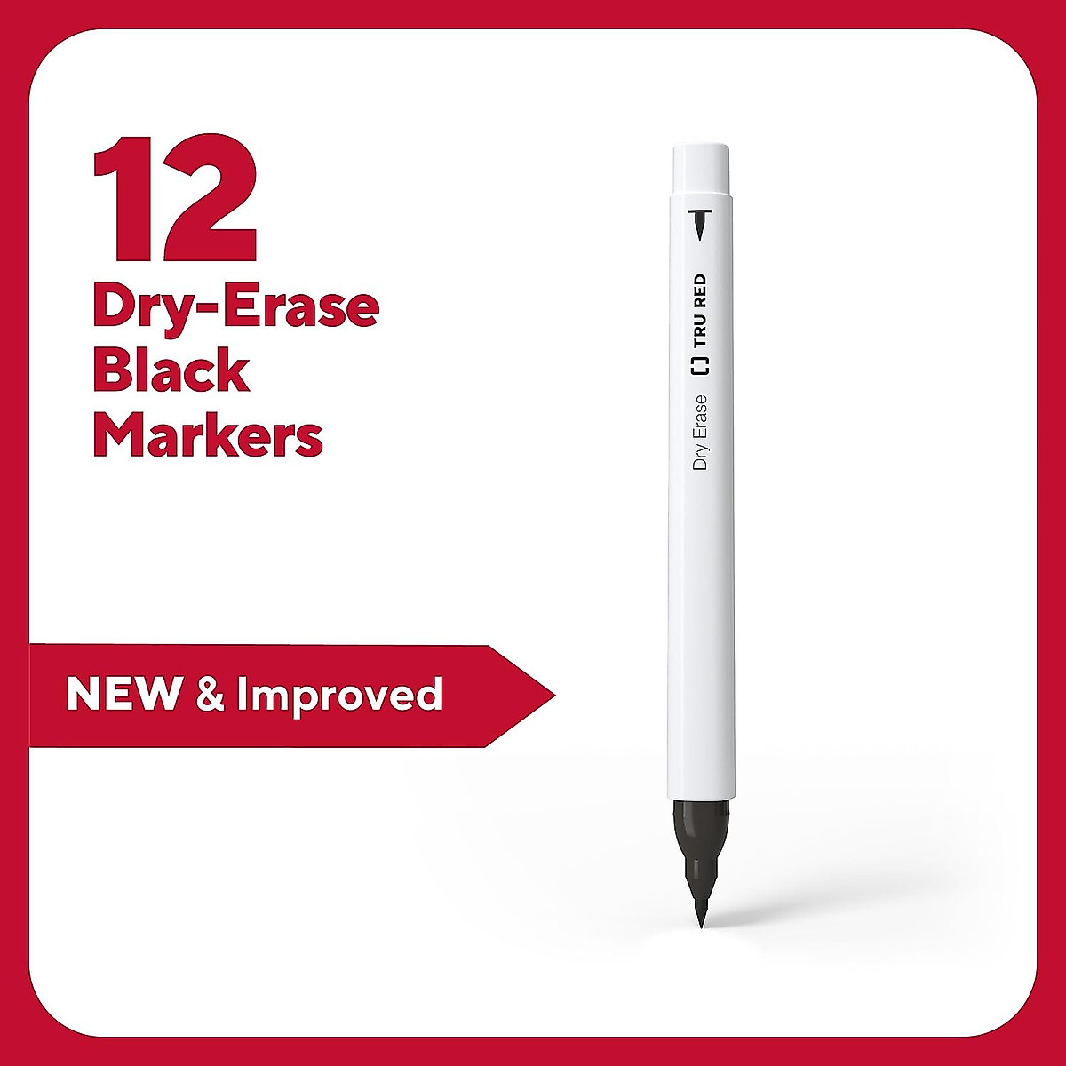 TRU RED TR57423 Pen Dry Erase Marker, Ultra Fine Tip, Black