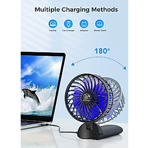 JZCreater Mini Handheld Fan,Portable Hand Held Fan, 15H Cooling Fan, Quiet 4 Speed, USB Rechargeable Battery Operated Desk Fan, Small Folding Electric Fan for Travel Outdoor Home Office Makeup, BLACK