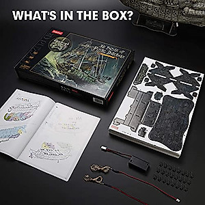 3D Puzzles for Adults Green LED Flying Dutchman 360 Pieces Haunted Pirate Ship Arts & Crafts for Adults Gifts for Men Women Model Kits, Lighting Ghost Ship Decor Brain Teaser Puzzles for Adults