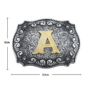 HUABOLA CALYN Belt Buckle Men, Western Cowboy Rodeo Small Alphabet Letter ABCDMRJ to Z Initial Belt Buckles for Women (A)