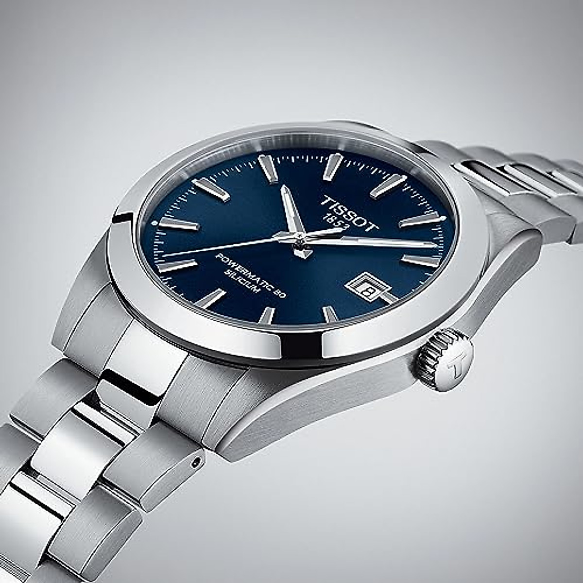 Tissot mens Gentleman Stainless Steel Dress Watch Grey T1274071104100