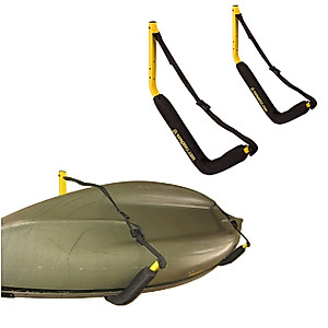 Suspenz Kayak Storage Rack, Big EZ Padded Wall Hangers/Hooks for Kayaks and Canoes, Indoor & Outdoor Wall Mounts, Powder-coated Steel with Foam Pads & Safety Straps, Holds up to 150 lbs (12-2499)