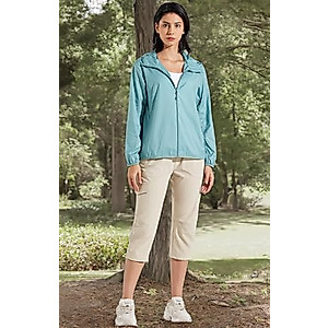 Libin Women's Cargo Capri Hiking Pants Lightweight Quick Dry Cropped Pants Summer Casual Outdoor with Zipper Pockets, Khaki, Medium