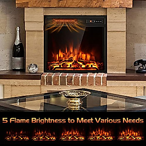 COSTWAY 18-Inch Electric Fireplace Inserts, 1500W Freestanding Recessed Fireplace Heater with Remote Control, Adjustable Flame Effect and Temperature, 9H Timer, Electric Fireplaces for Home Indoor Use