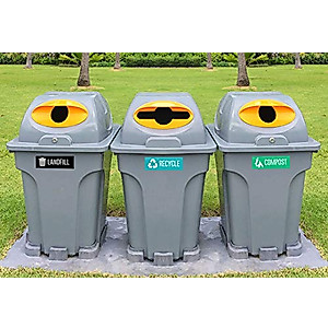Pixelverse Design - Landfill Recycle Compost Stickers - Premium UV Outdoor & Indoor Adhesive Weatherproof Trash Can Vinyl - 3x9 Inches - 6 Pack Set
