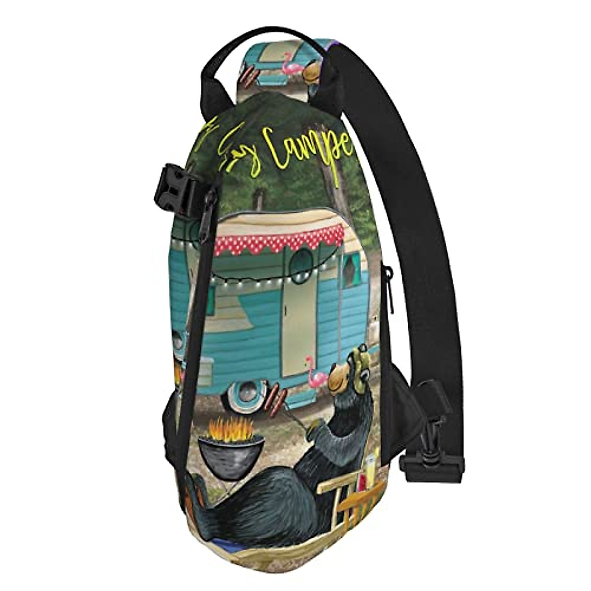 Rope Bag - Crossbody Sling Backpack Happy Camper Sling Bag Travel Hiking Chest Bag Daypack