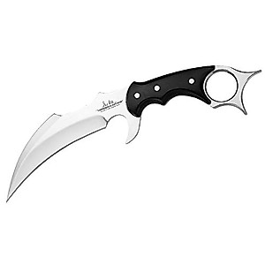 Gil Hibben High Polish Karambit with Sheath – 5Cr15MoV Stainless Steel Blade, Black Linen Micarta Scales, Premium Leather Sheath - Unique Design from Master Knifemaker 9 1/4" Overall
